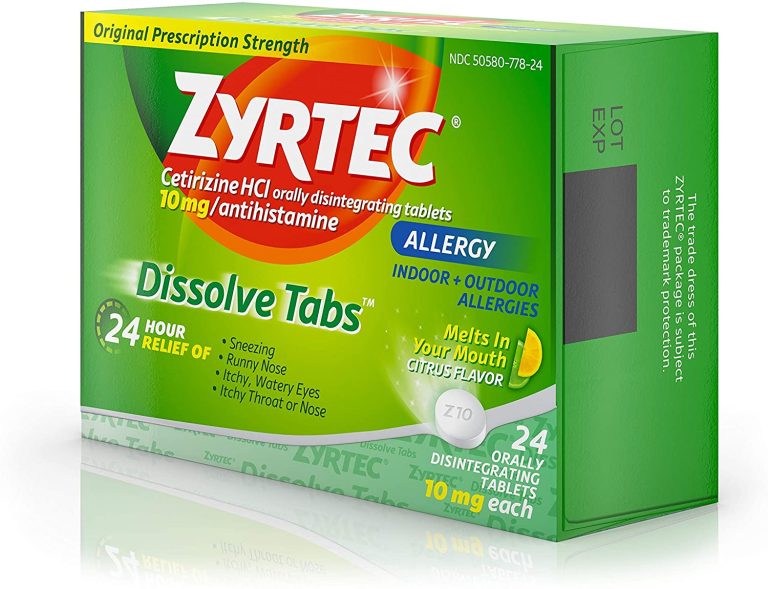 Zyrtec Allergy Relief Dissolve Tablets With Cetirizine Hcl ...